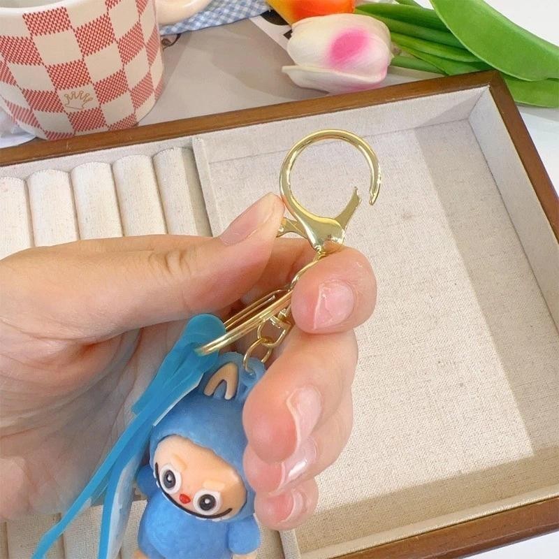 Cartoon Plush Labubu Keychain Labubu Key Rings with Fur Ball Bag ...