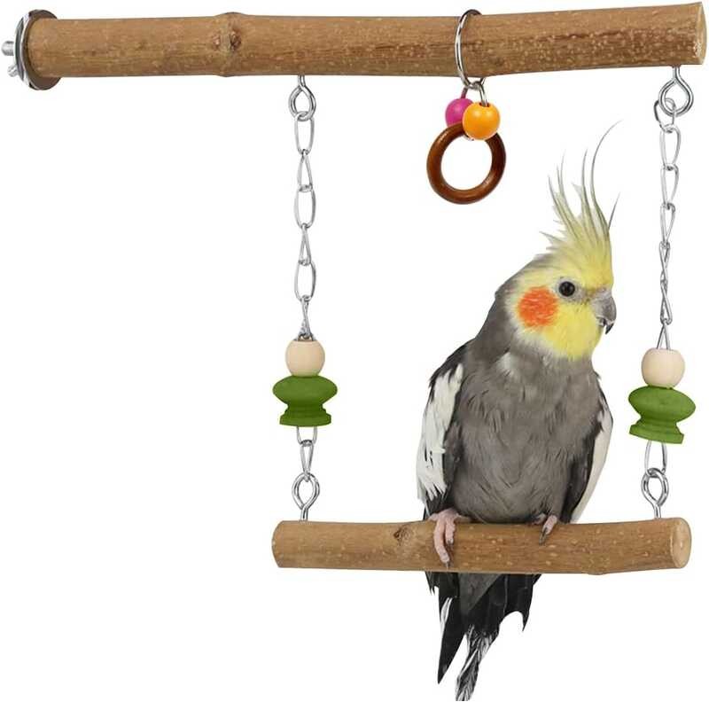 La Pet® Wood with Hardware Pet Parakeet Stad atiel Lovebird Perch Swig ...