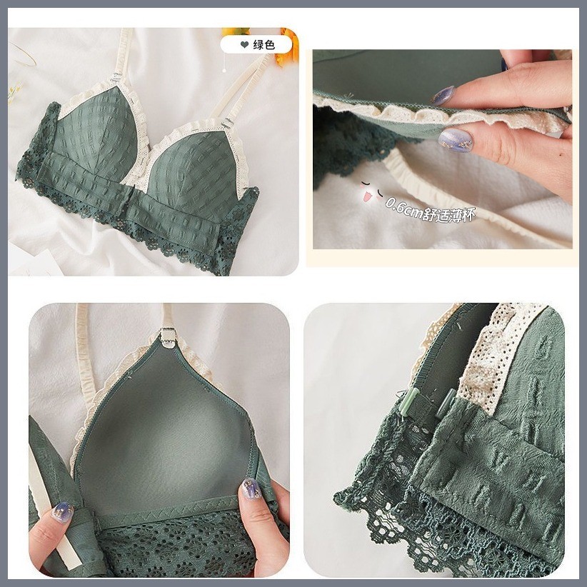 ☘️ Japanese Style Front Buckle Women Thin Bra Summer Comfortable Small ...