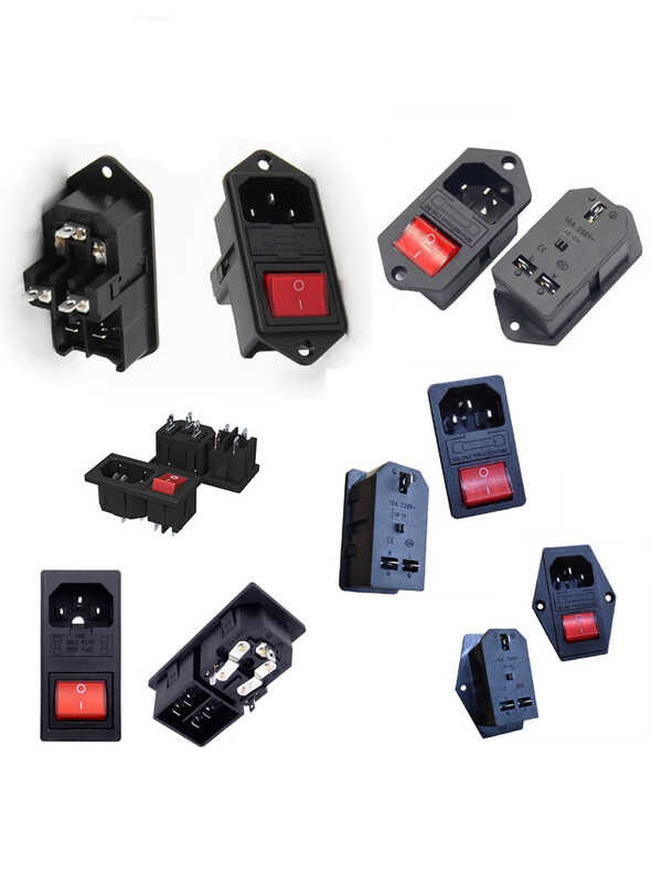 AC Power Socket Triangle Pin with Screw Hole Fuse Switch Three-in-One ...