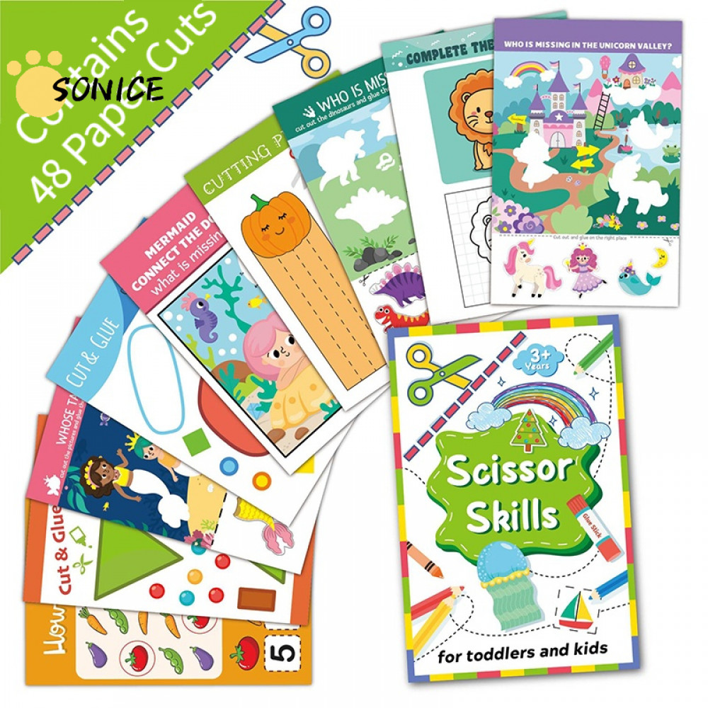 Fun Scissor Cutting Toy & Activity Book Cartoon Cut and Paste Crafts ...