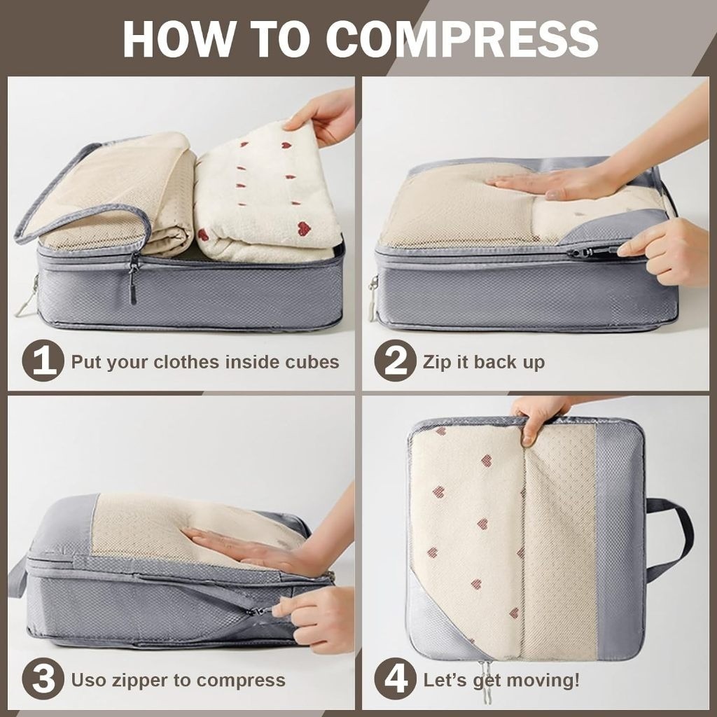 Compression Packing Cubes Luggage Bags Breathable Travel Luggage ...