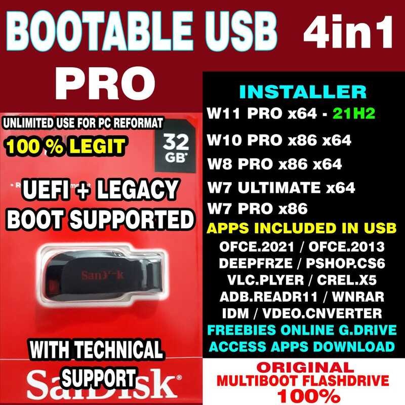 Usb Bootable ALL IN ONE WITH APPS 16/32/64 GB FLASHDRIVE A32 Fb2 | Shopee Philippines