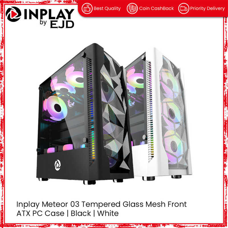 Inplay Meteor 03 | White Tempered Glass ATX PC Case By EJD [Case Only ...