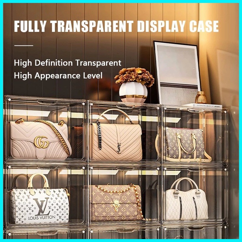 HOTJOY Transparent Storage Cabinet Bag Organizer Box Acrylic Bag Box ...