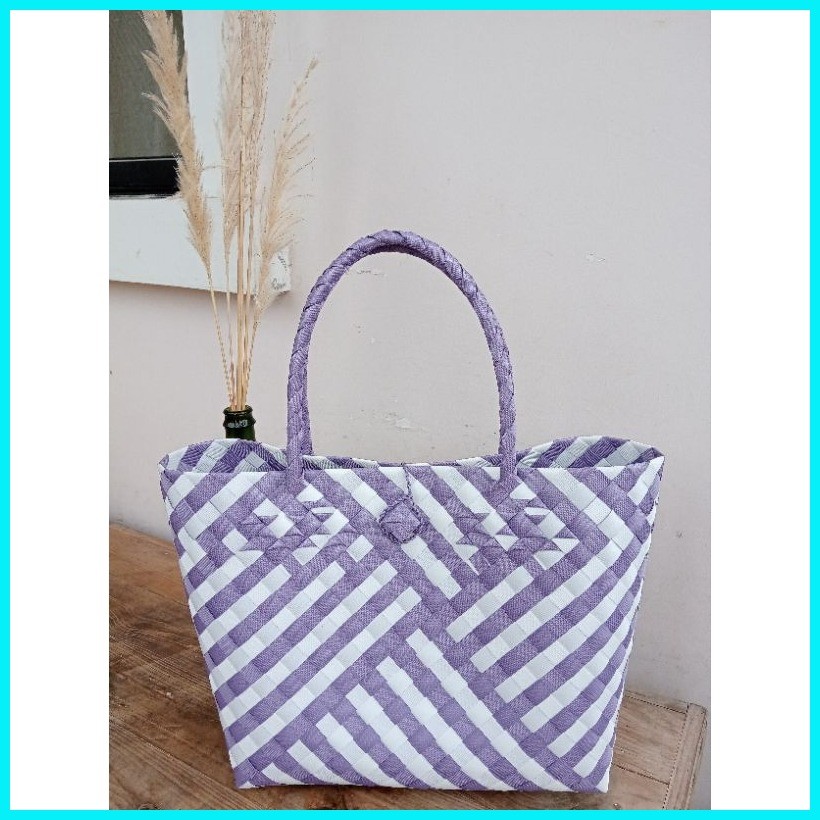 Purple/white modern bayong bag size 15x31x27CM | Shopee Philippines