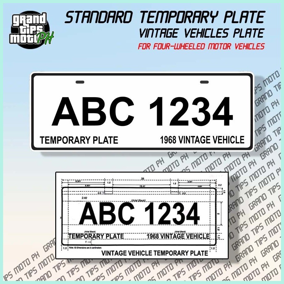 4 Wheeled Standard Temporary Plate - Galvanized Metal Embossed | Shopee ...
