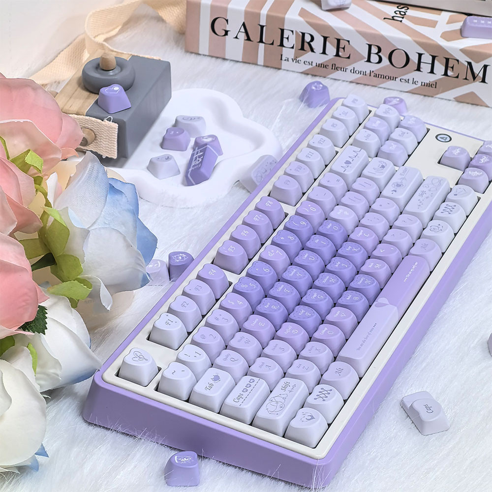 【Unique Heart Design】Purple Gradient Heart Keycap PBT Dye Sublimation ...