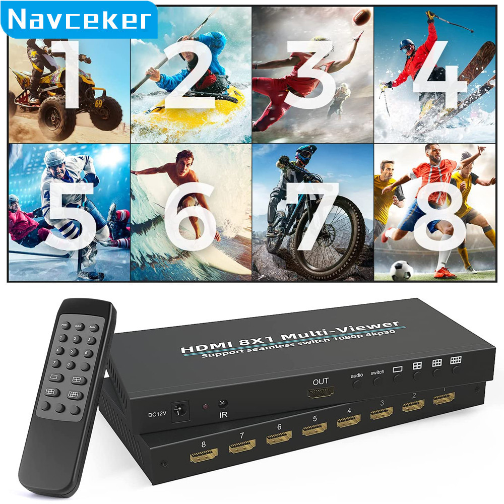 Navceker HDMI-compatible Multiviewer 4K 4 In 8 In 1 Out 1080P Quad ...