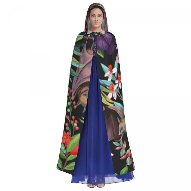 Tropical Exotic Fruits And Bats Hooded Cloak Coat Halloween Cosplay ...