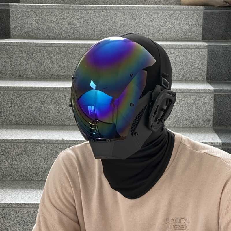 Role-Play Cyberpunk Futuristic Rainbow Mask Helmet nical Style ...