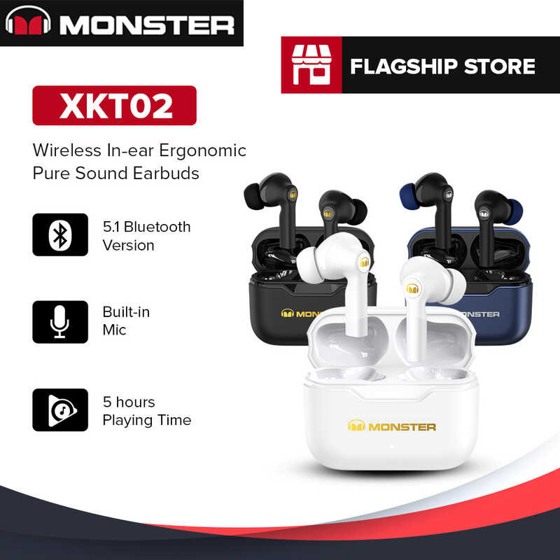 Xkt02 Monster TWS Wireless Bluetooth 5.1 Earbuds Headset Subwoofer HIFI ...