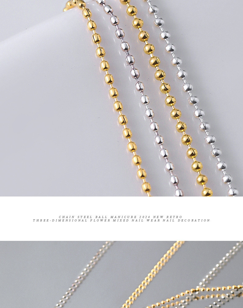 Nail Art Sticker Decorative Mini Metal Steel Bead Chain Gold Silver ...