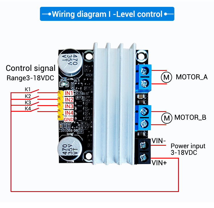 10A dual DC motor drive module forward and reverse PWM speed regulation ...