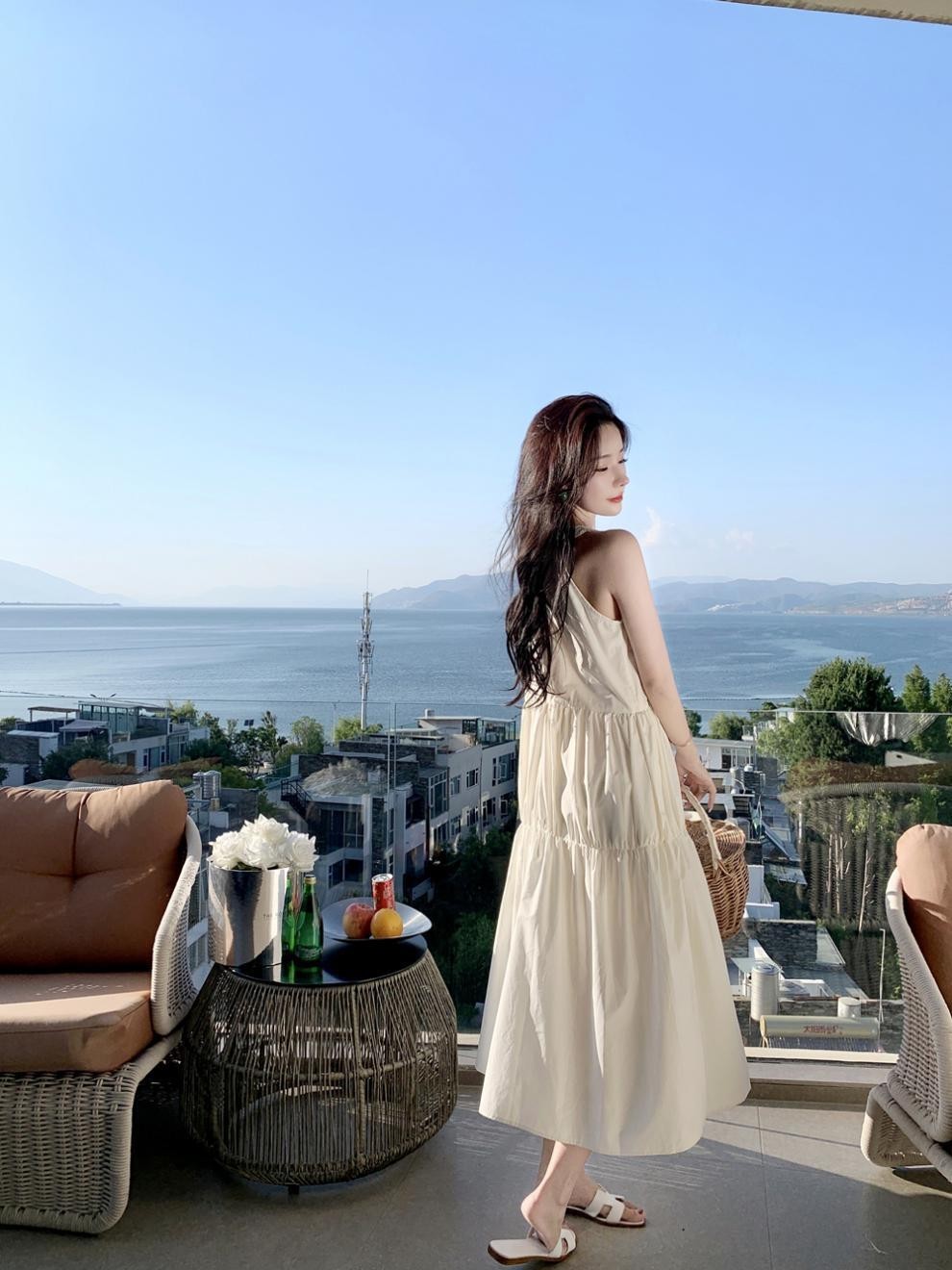 DAMENER Womens Sleeveless Dress White Vacation Sundress Long Graduate ...