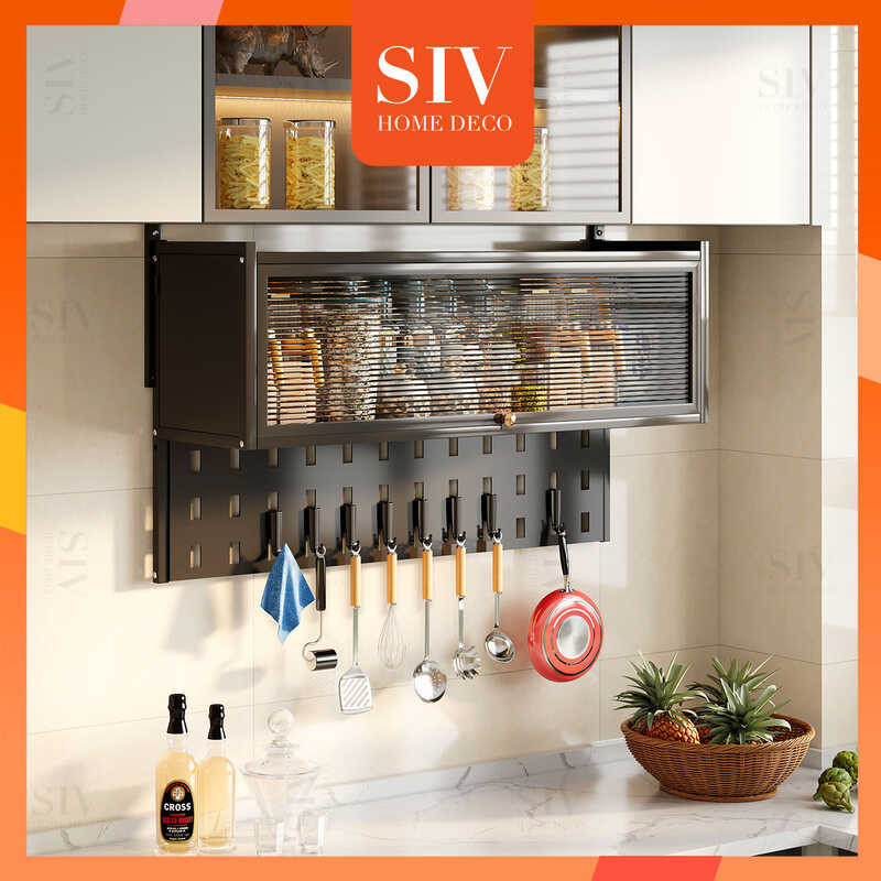 Kitchen SIV Hanging Wall Mounted Storage Cabinet Spice Rack Shelf Sa ...