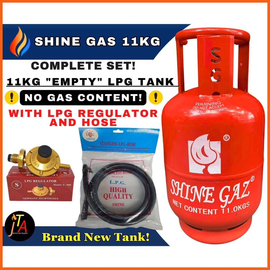11KG LPG SHINE GAZ EMPTY LPG TANK with LPG REGULATOR AND HOSE (NO GAS ...