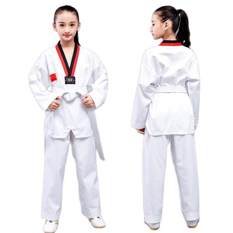 Kostumes Long Sleeve Gi Uniform ng TKD White Taekwondo Uniforms Karate ...