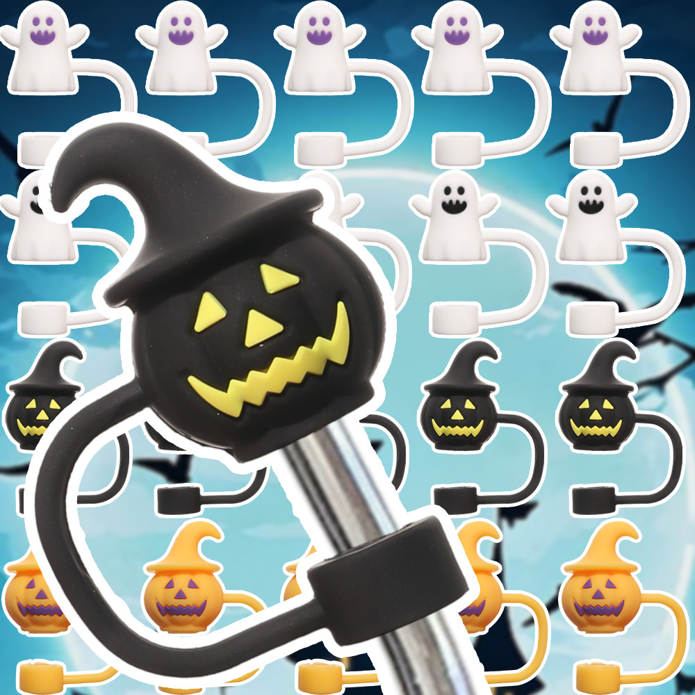 1/4pcs Cute Ghost Silicone Straw Protector Toppers - Reusable, Dust ...