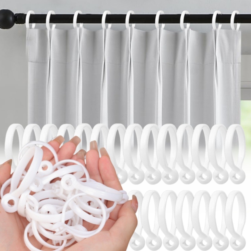 10Pcs Open Curtain Hook Rings - Removable Bath Curtain Ring Buckles ...
