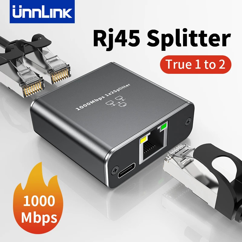 Unnlink Rj45 Splitter 1 to 2 Gigabit Ethernet Adapter Internet Network ...