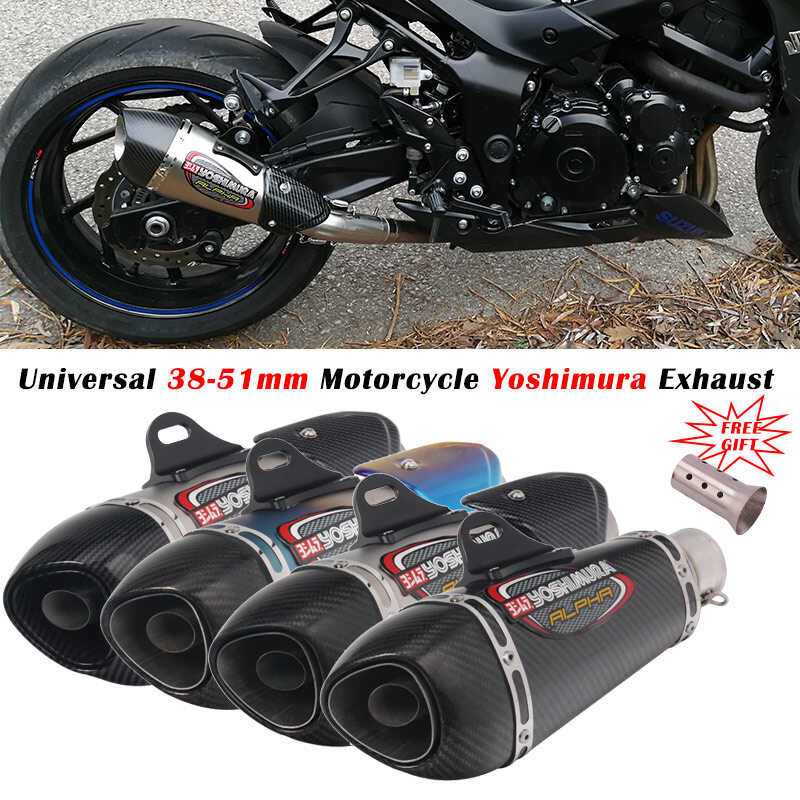 Motorcycle 51mm Universal Yoshimura Exhaust Pipe Escape Modified Carbon Fiber Muffler DB Killer ...
