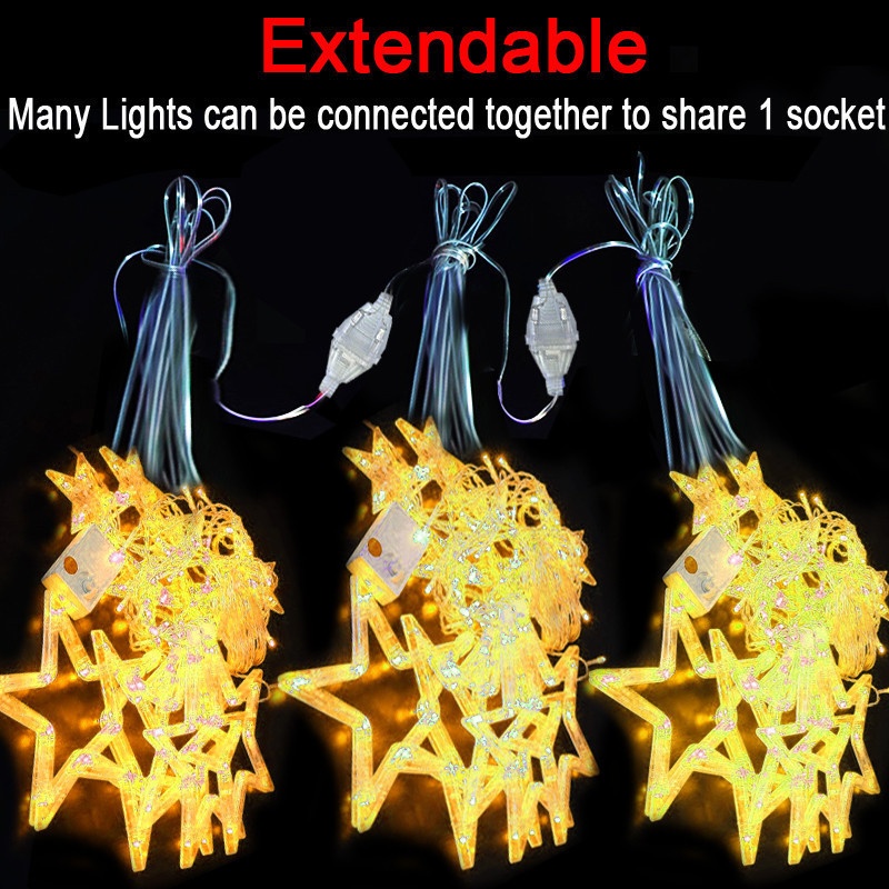 Elk Star Curtain String Lights with for Outdoor Home Garden Christmas ...