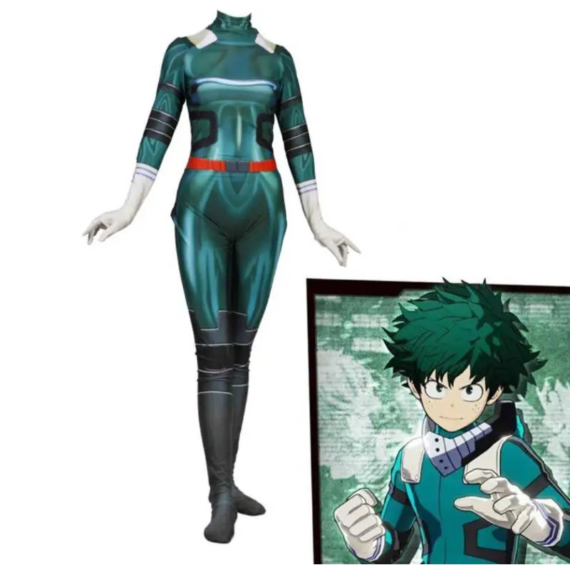 キ No Hero Boku Academy Female Deku Cosplay Costume Izuku Midoriya Suit ...