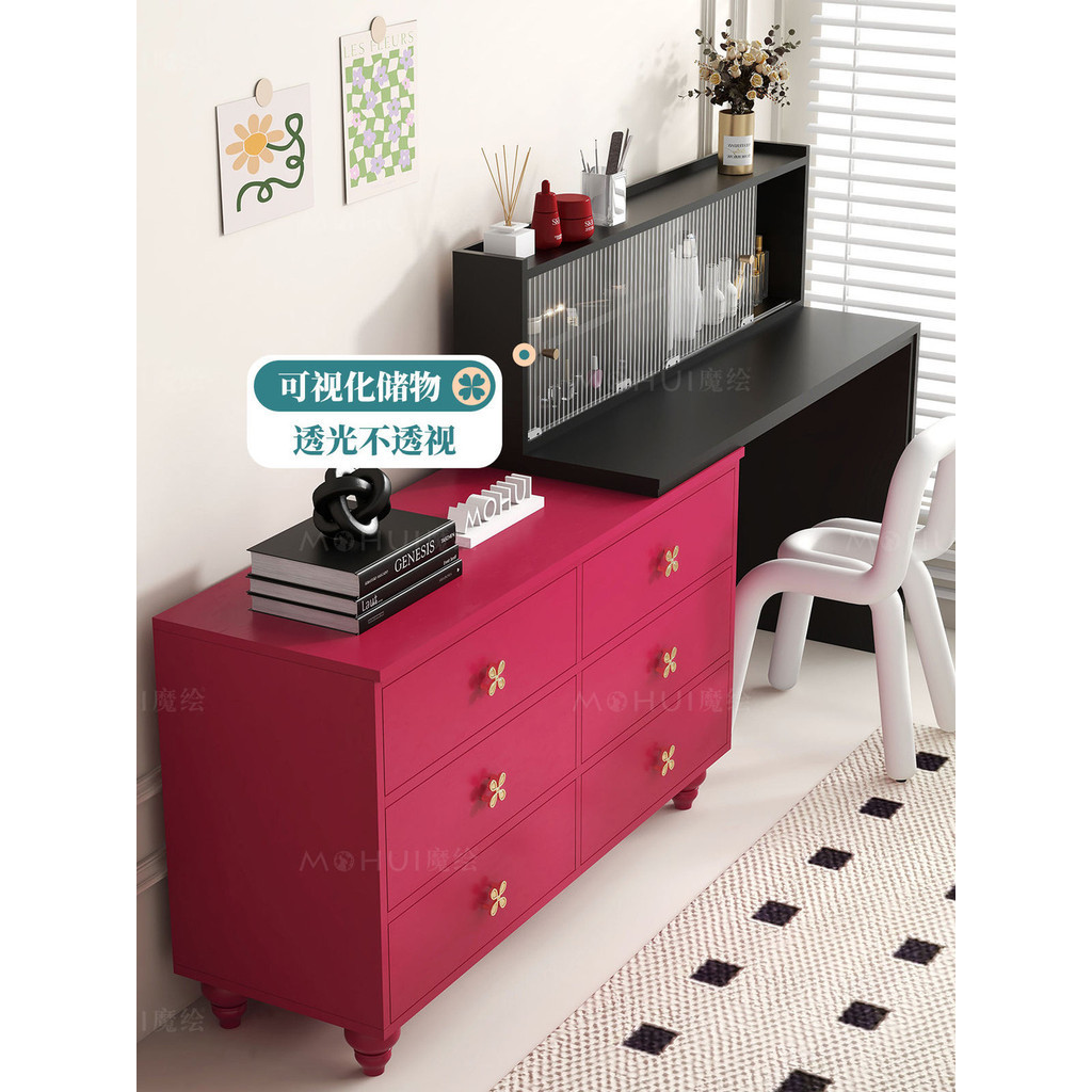 Exclusive Design Magic Painted Dopamine Rose Red Barbie Dressing Table ...