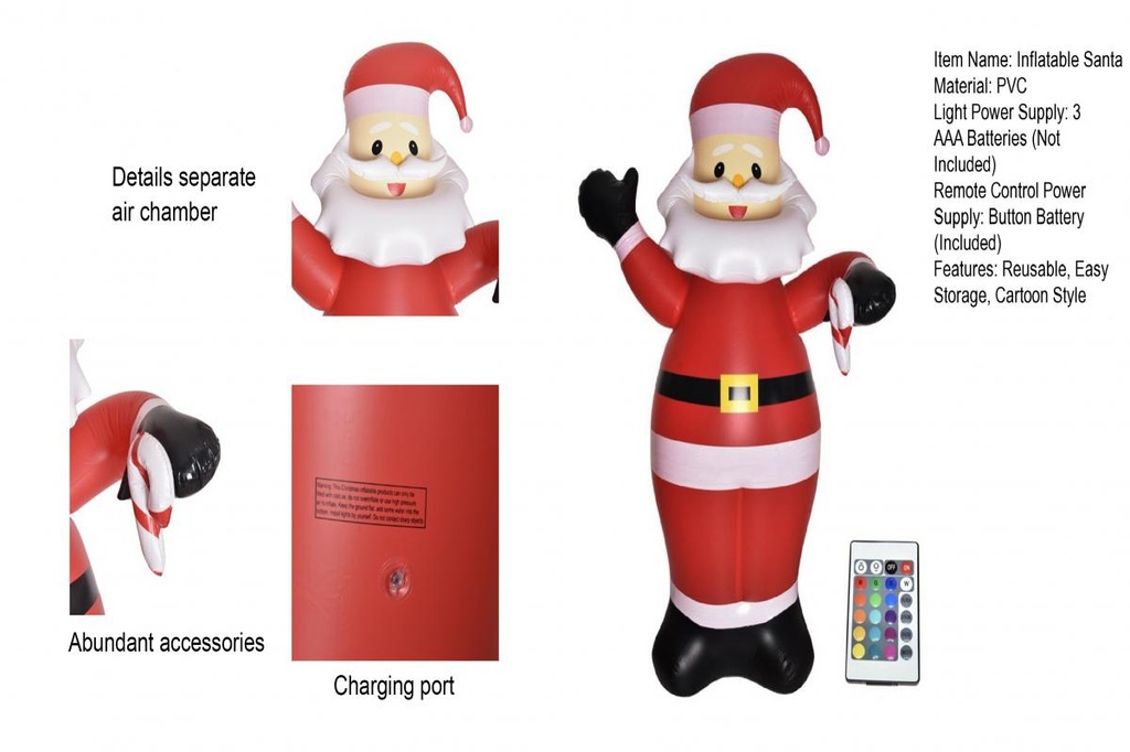 XPS Festive Centerpiece Inflatable Santa Cartoon Santa Claus Ornament ...