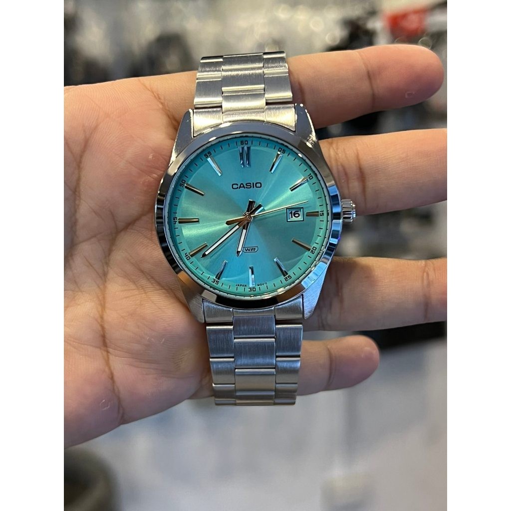 ORIGINAL CASIO Analog Turquoise Stainless Steel Men's Watch MTP-VD03D-2A3 / CASIO MTP-VD03D-2A3 ...