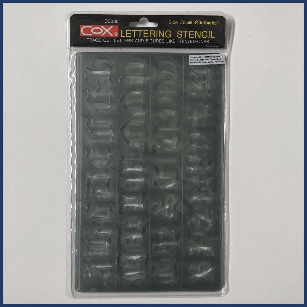 ← — COX Lettering Stencil 30mm Old English | Shopee Philippines