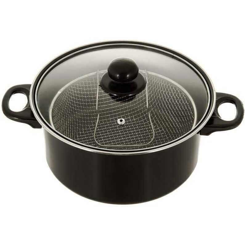 OW Large 24Cm Chip Pan Deep Fat Fryer Cooking Pot Frying Basket With ...