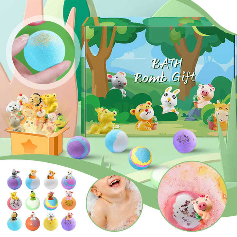 12Pcs Zodiac Salt Bubble Doll Shower Tablets Ball Contains Gashapon ...