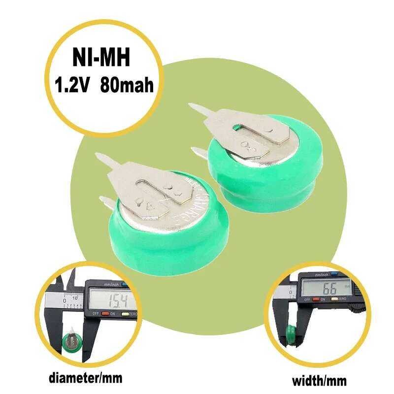 0Mah 1.2V Ni-Mh Rechargeable Batteries Coin Cell With Solder Pins ...