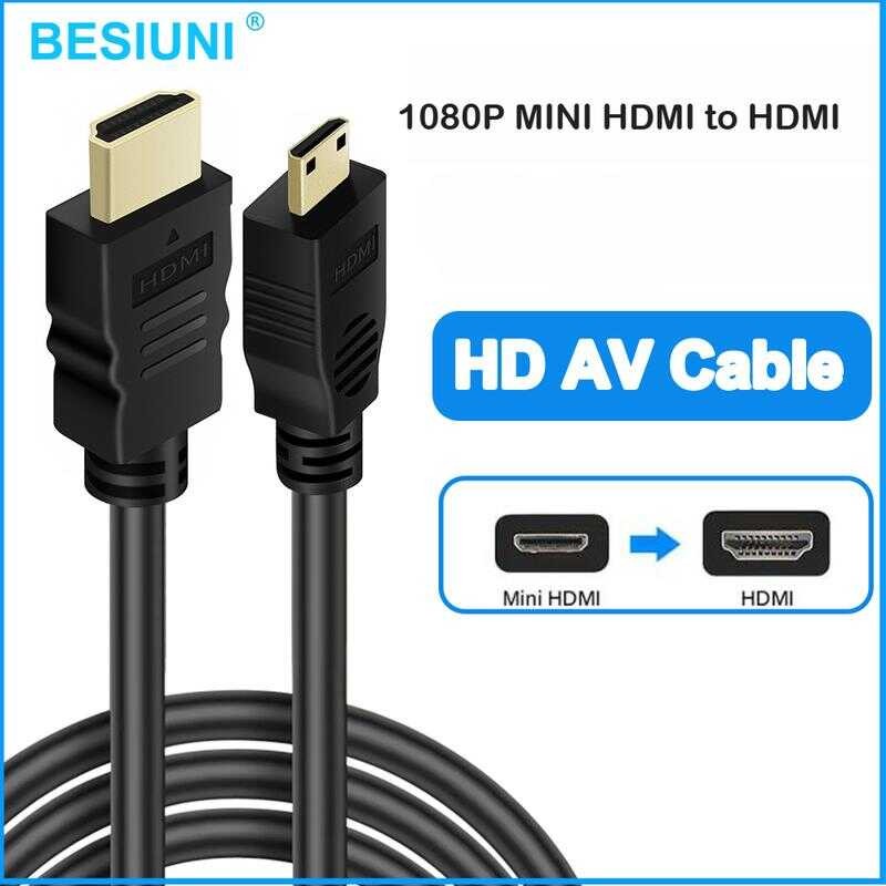 Mini HDMI To HDMI Cable 1080P 3D Gold Plated For Laptop Camera DV ...