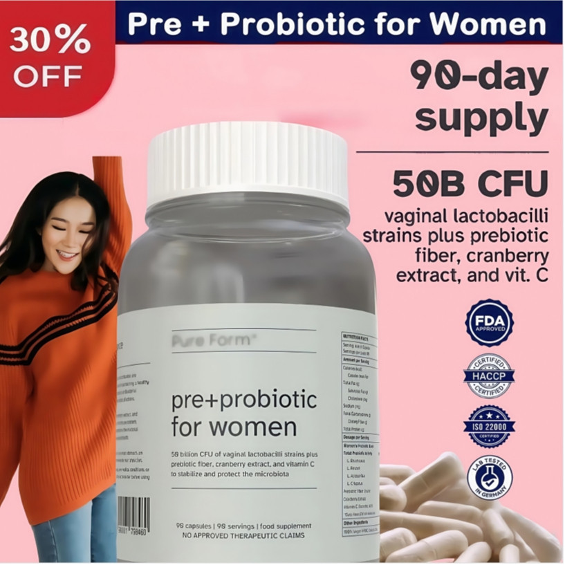 Combo Pure Form Pre + Probiotic for Women 50 Billion CFU Vaginal ...