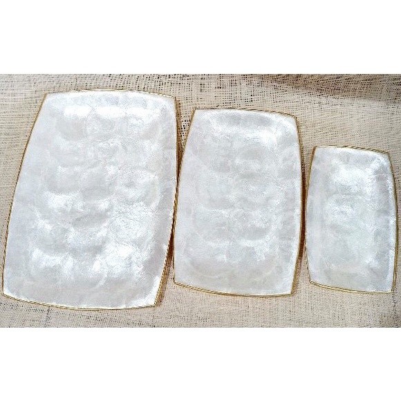 Capiz Plate, Server Plate, Candy Dish 3pcs Per Set (Rectangle Design ...