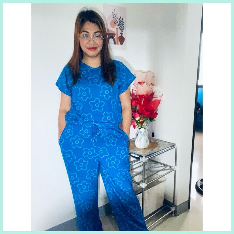 challis printed terno squarepants(fit to small-semilarge body) | Shopee ...