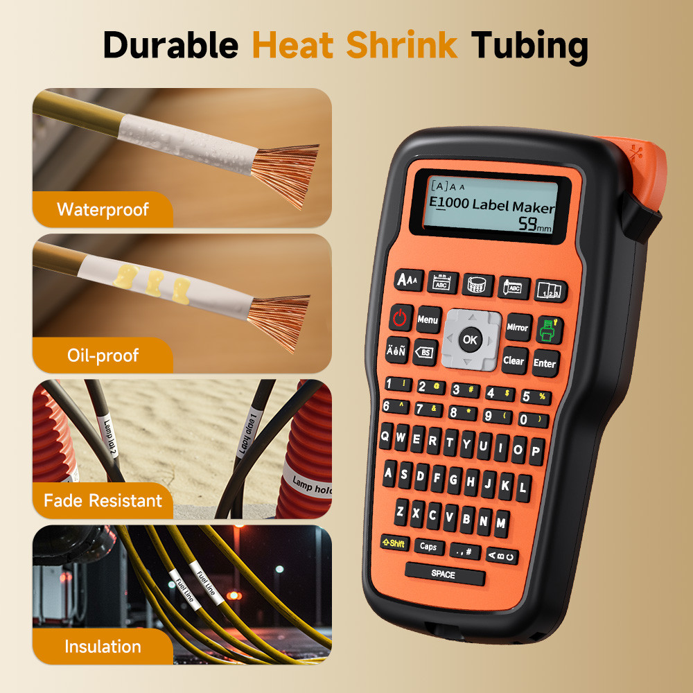 E1000 PRO Portable Heat Shrink Tube Label Printer Industrial Label ...