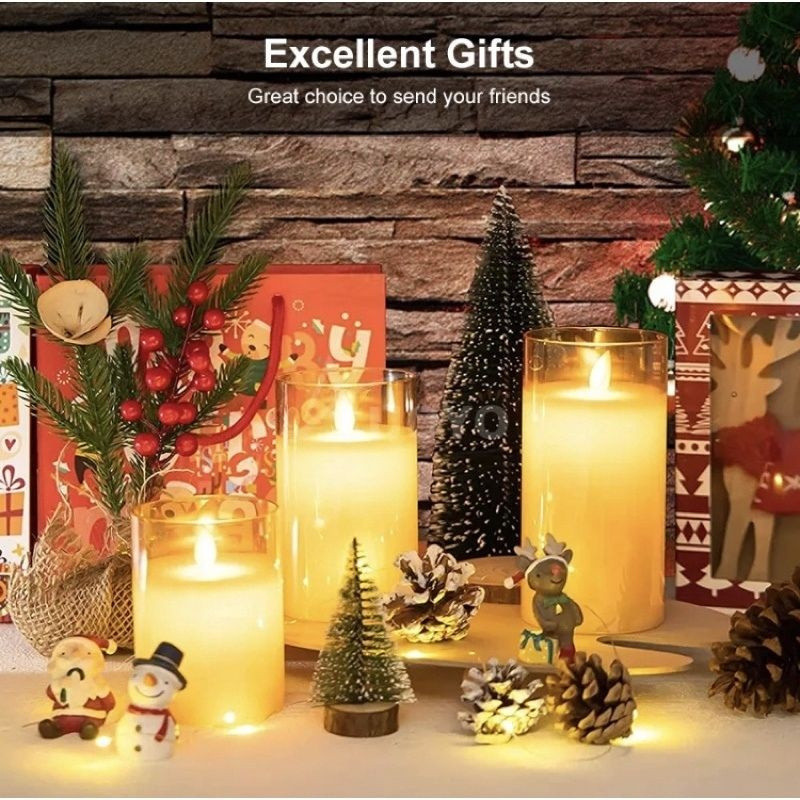 COD-Candle in Glass Led Flameless Candle With Glass Cover for Home ...