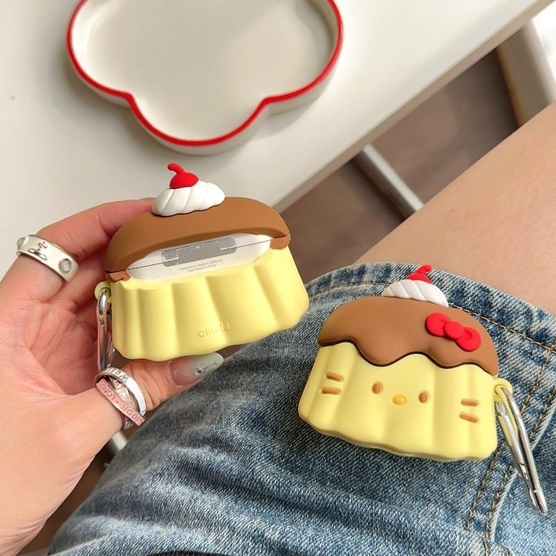 3D Cute Cartoon Sanrio hello Kitty Pudding Cake for Airpods 3 2 1 ...