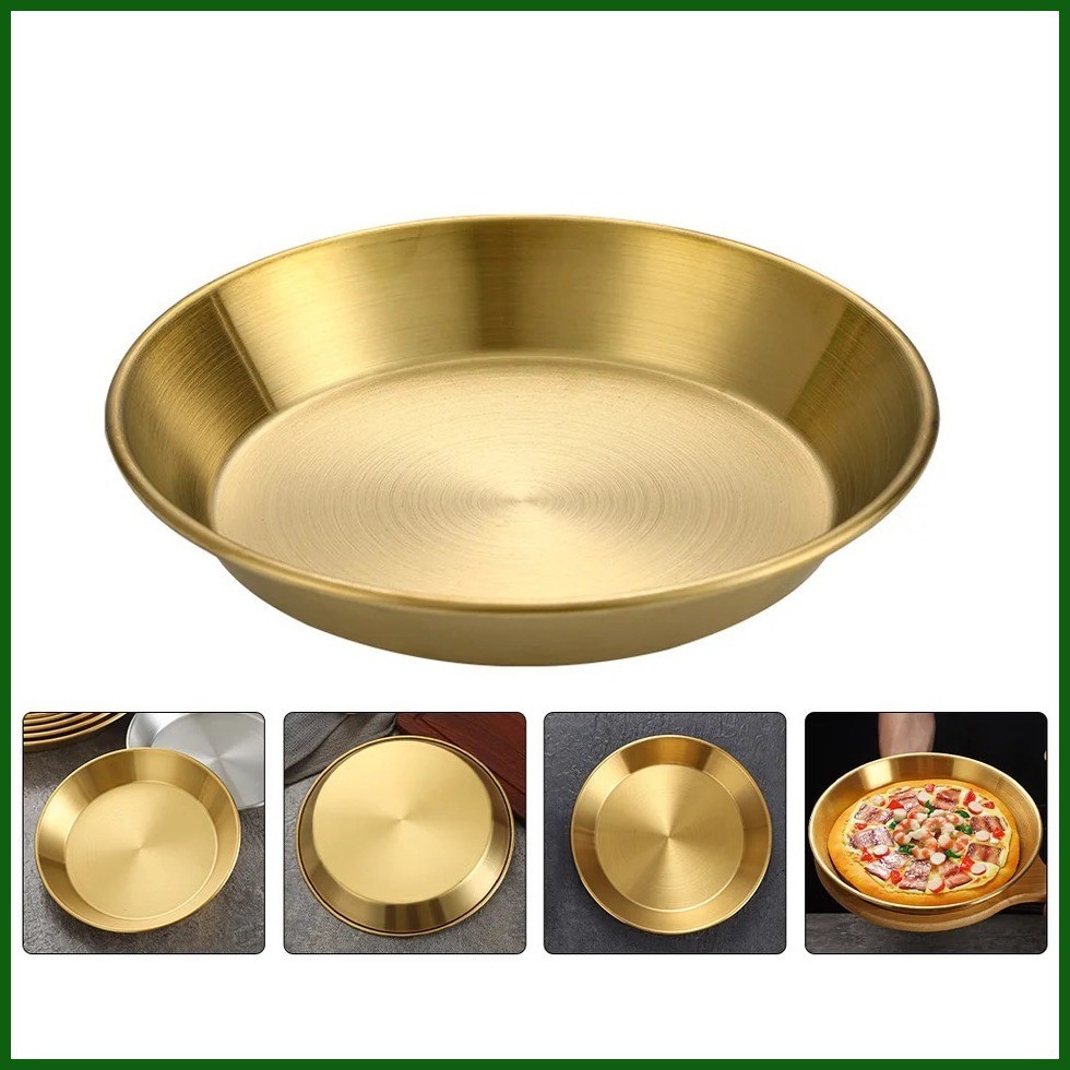 Pan Pizza Plate Stainless Steel Serving Baking Round Snack Griddle ...