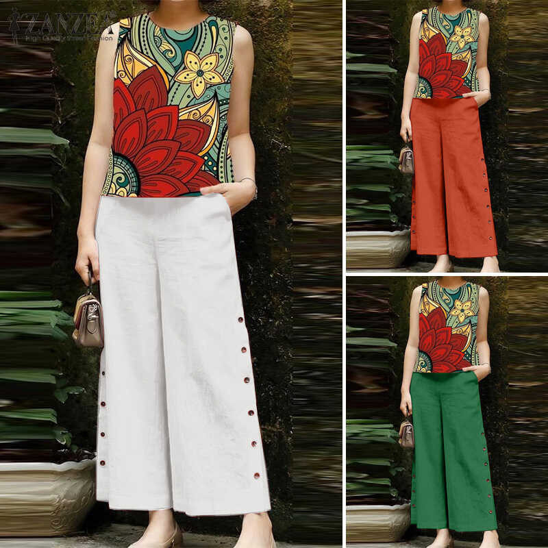 ZANZEA Esolo Kababaihan Ternos 2Pcs Tracksuit Summer Casual Loose ...