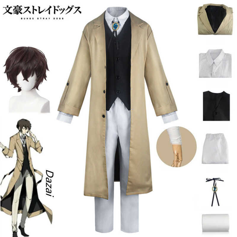 Anime Bungo Stray Dogs Dazai Osamu Cosplay Costume Long Jacket Coat ...