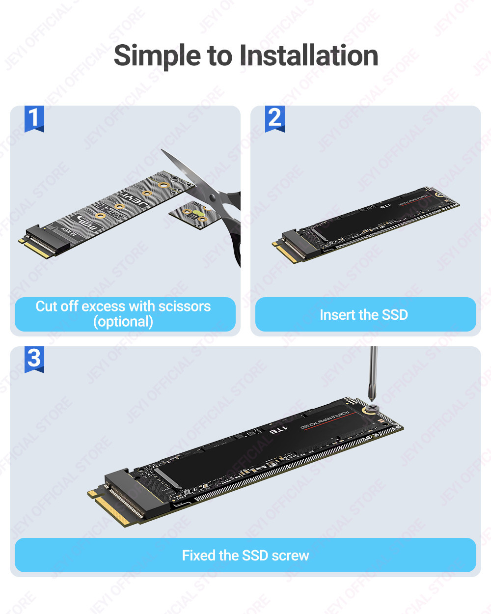 JEYI M.2 NVMe SATA Protection PCB Board Converter PCIe 4.0 Solid State ...