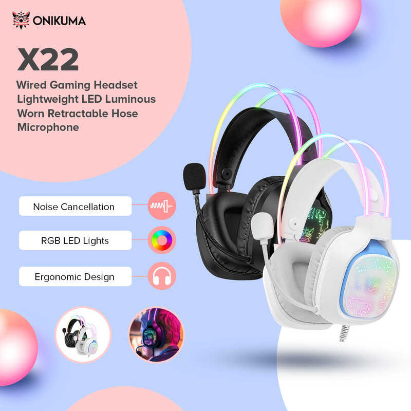 USB Onikuma X22 + 3.5 Mm Cool Gaming Over-Ear Headphones With RGB ...
