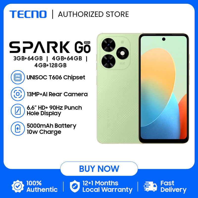[ NEW ] Tecno Spark Go 2024 Smartphone 3GB+64GB 4GB+64GB / 4GB+128GB Unisoc T606 13MP Dual Rear ...
