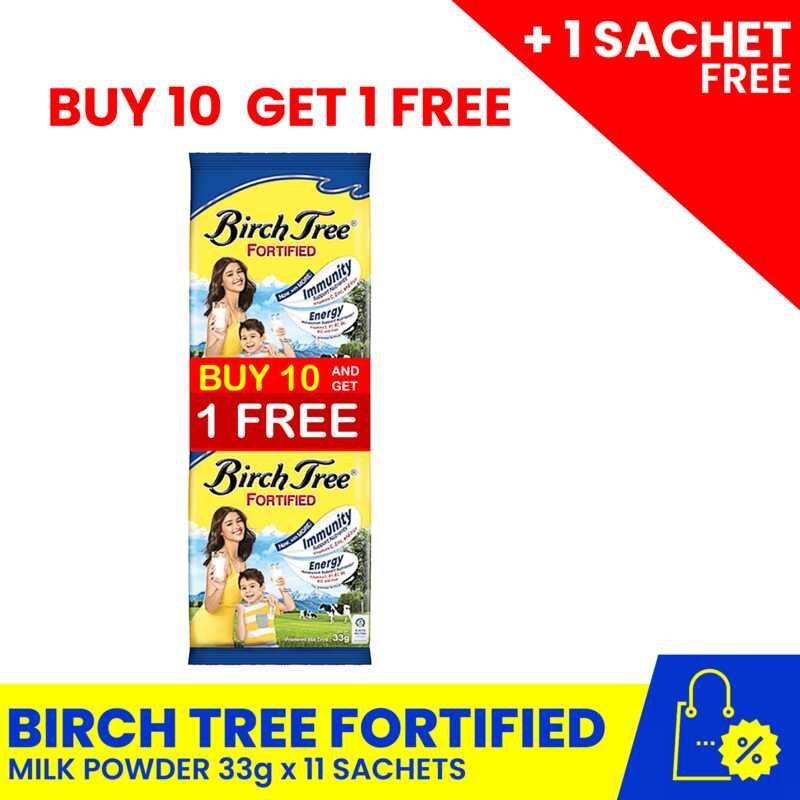 BUY 10 GET 1: BIRCH TREE Fortified Milk Powder 33g 10+1 sachets ...