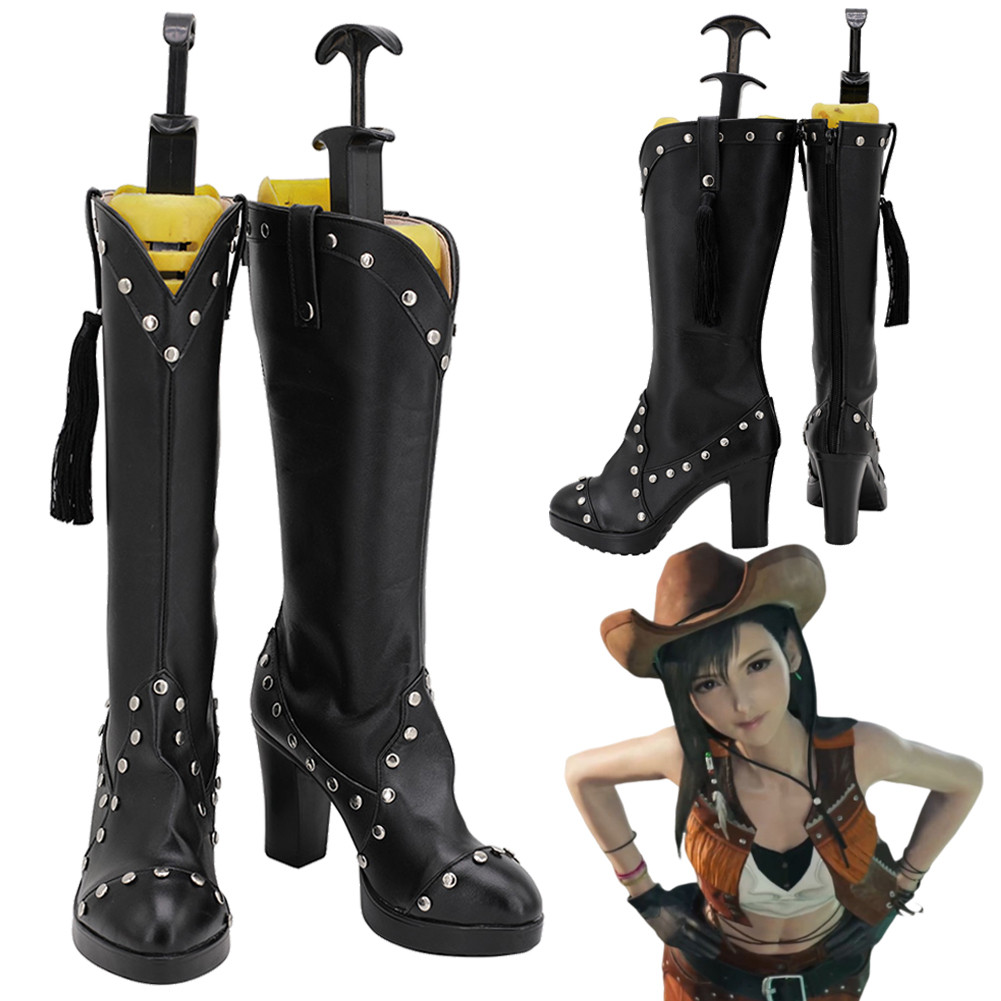 キ Cowboy Tifa Lockhart Cosplay Women Shoes Boots Anime Game Final Sy ...